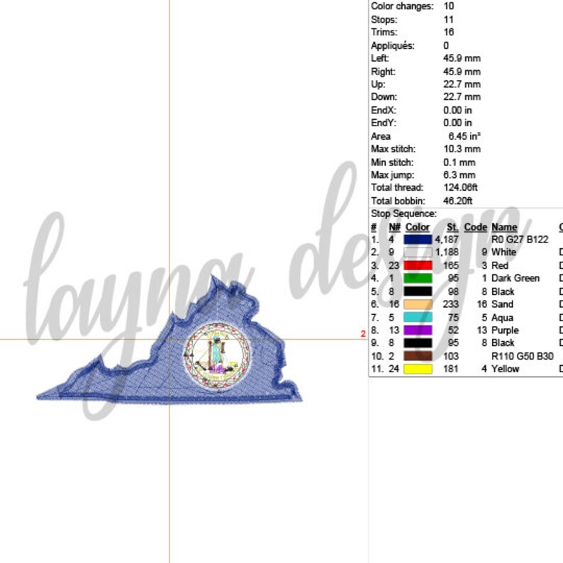 3 Sizes Virginia Flag Map Machine Embroidery Design File - Etsy