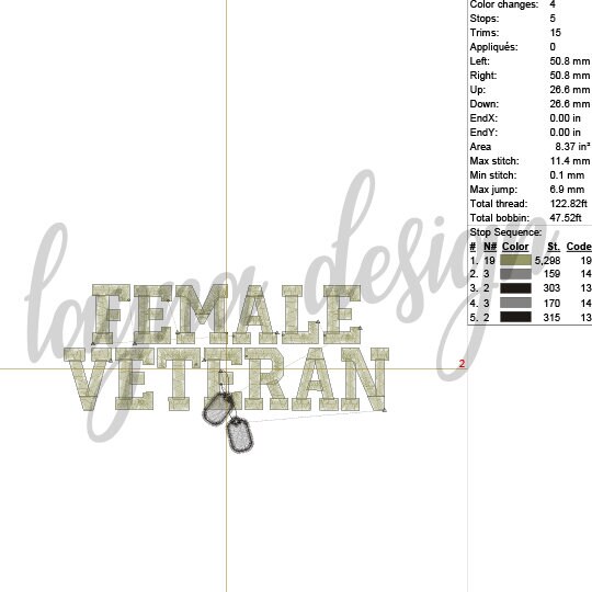4 Sizes Female Veteran Design - Machine Embroidery Design File ...