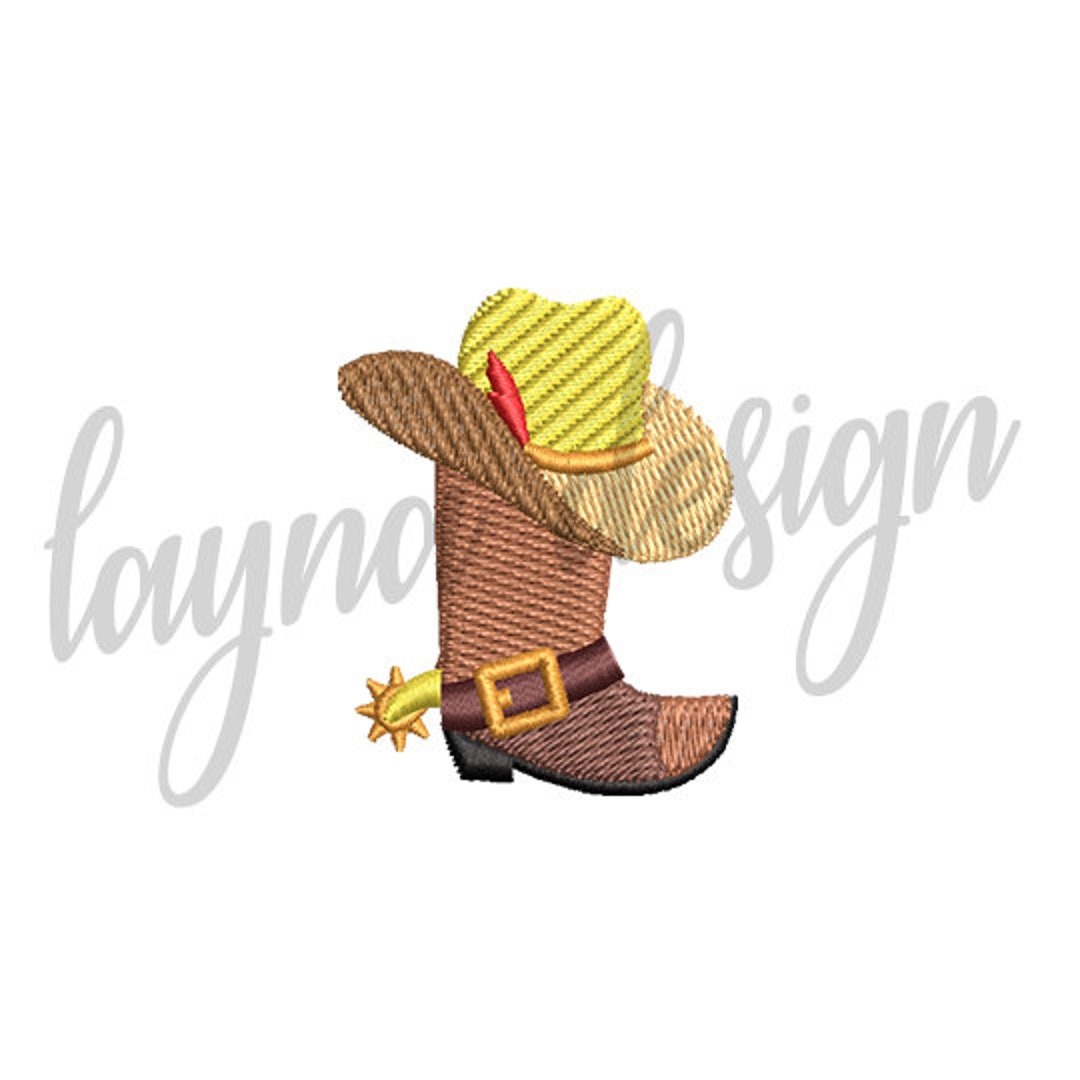 3 Sizes Cowboy Boot Hat Design - Machine Embroidery Design File - Etsy