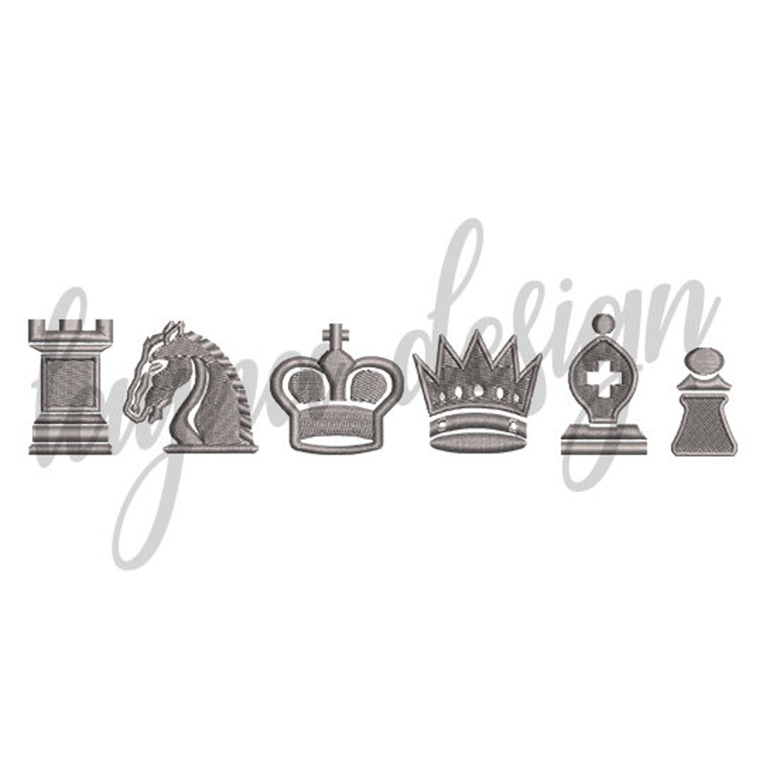6 Set of Chess Pieces Design - Machine Embroidery Design File / Digital ...