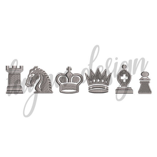 6 Set of Chess Pieces Design Machine Embroidery Design File - Etsy