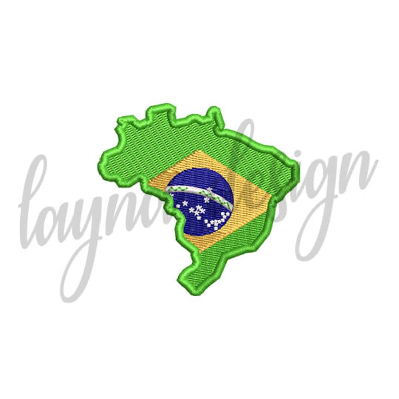 2 Sizes Brazil Flag Map Machine Embroidery Design File | Etsy