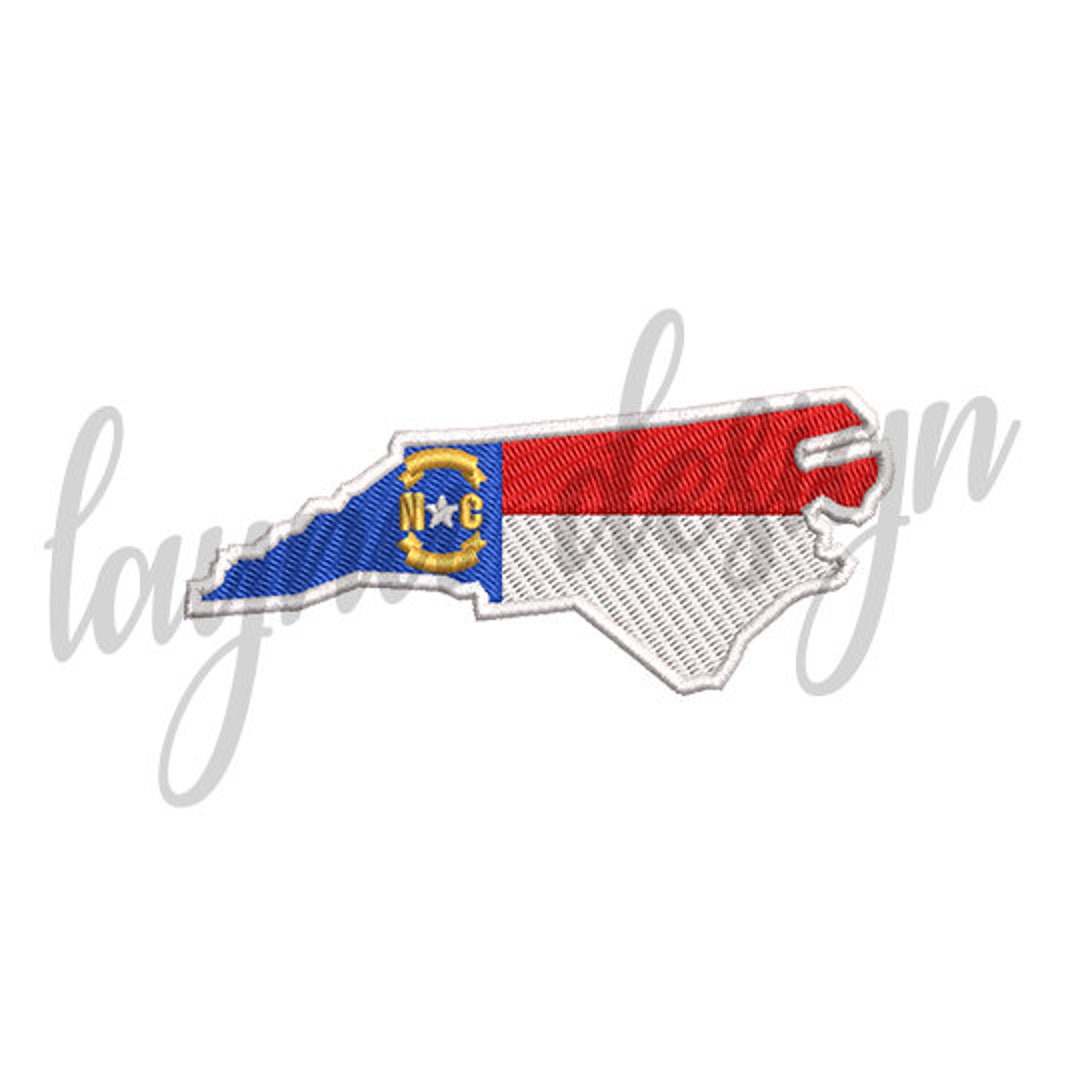 3 Sizes North Carolina Flag Map - Machine Embroidery Design File ...