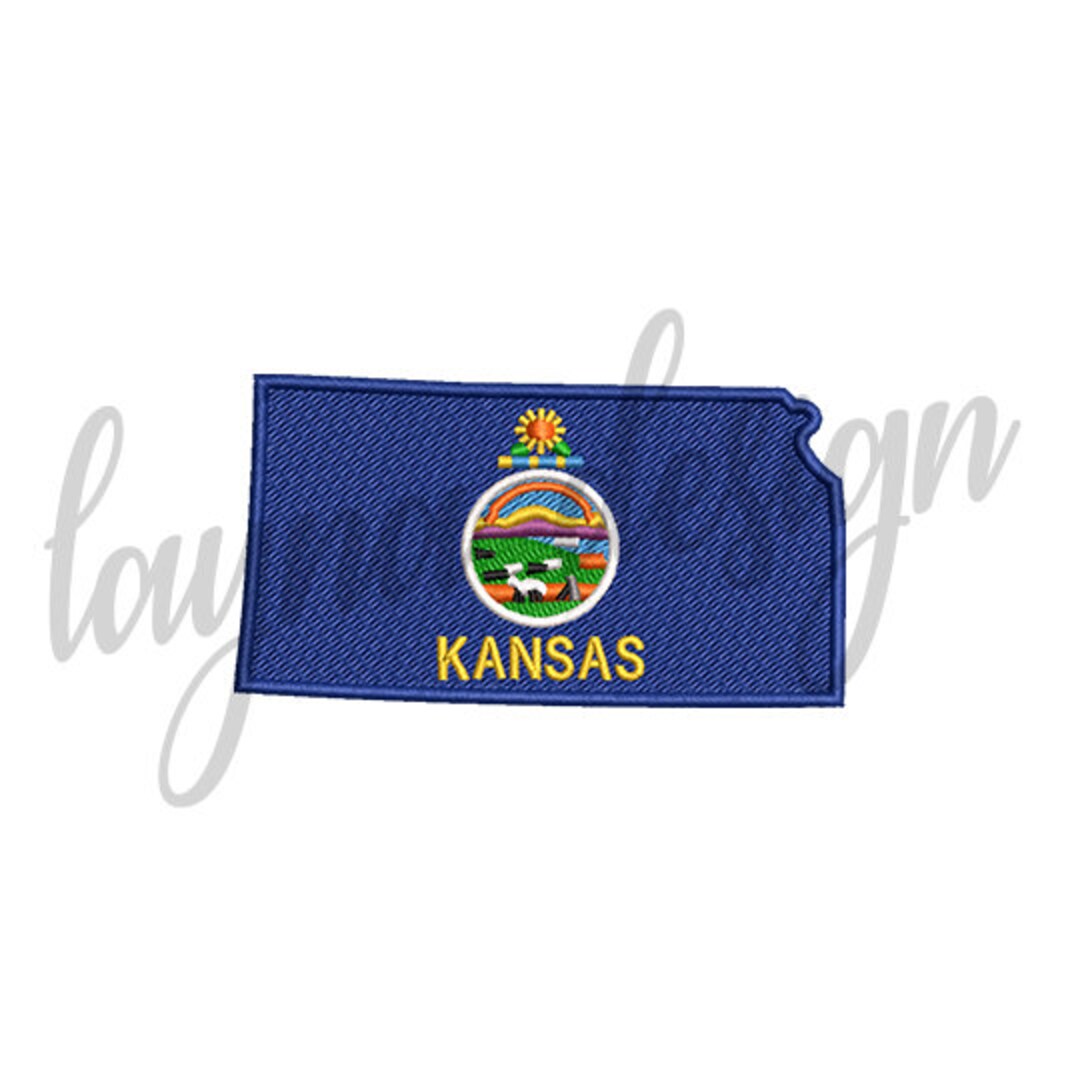 4 Sizes Kansas Flag Map - Machine Embroidery Design File / Digital File ...