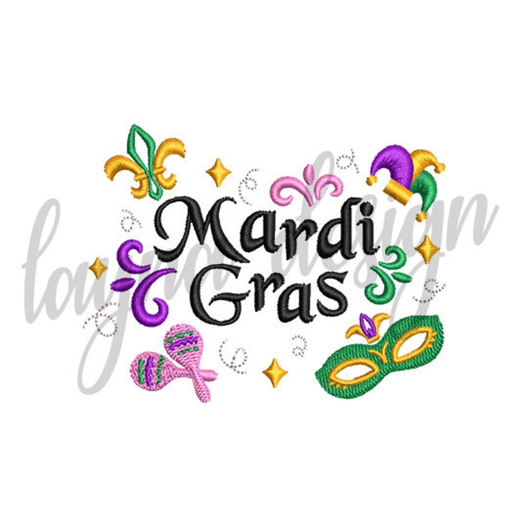4 Sizes Mardi Gras Design - Machine Embroidery Design File - Etsy