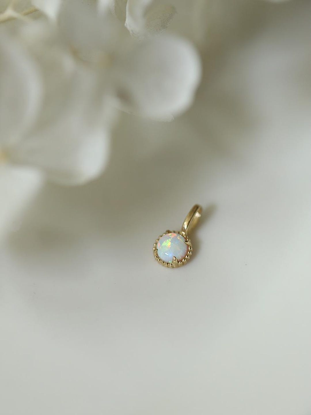 Real Gold 9k Necklace Girl Jewelry Pendant Composite Opal Mini Necklace ...