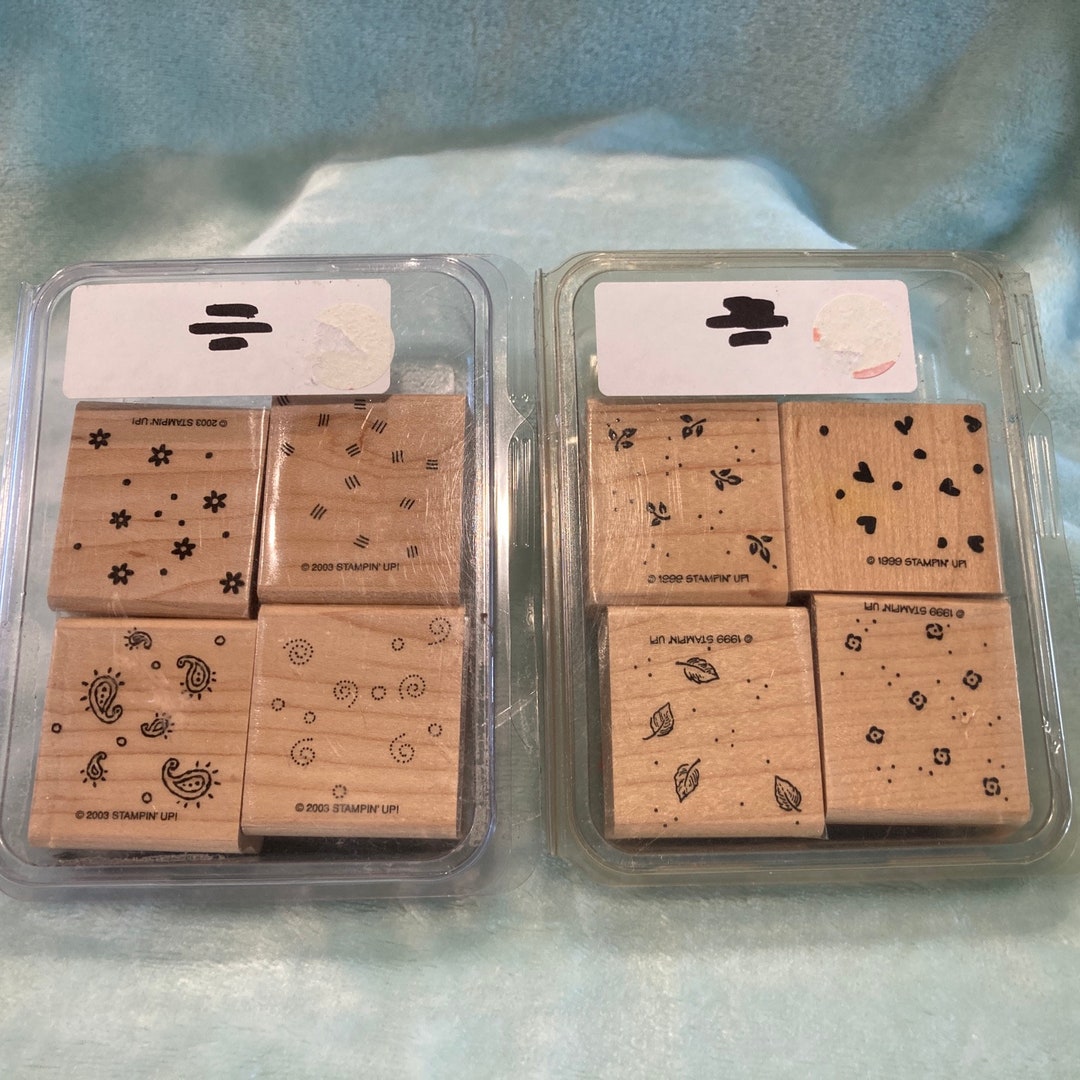 Stampin up Set of 8 Retired Stamps Petite Patterns Stars Leaves Paisley ...