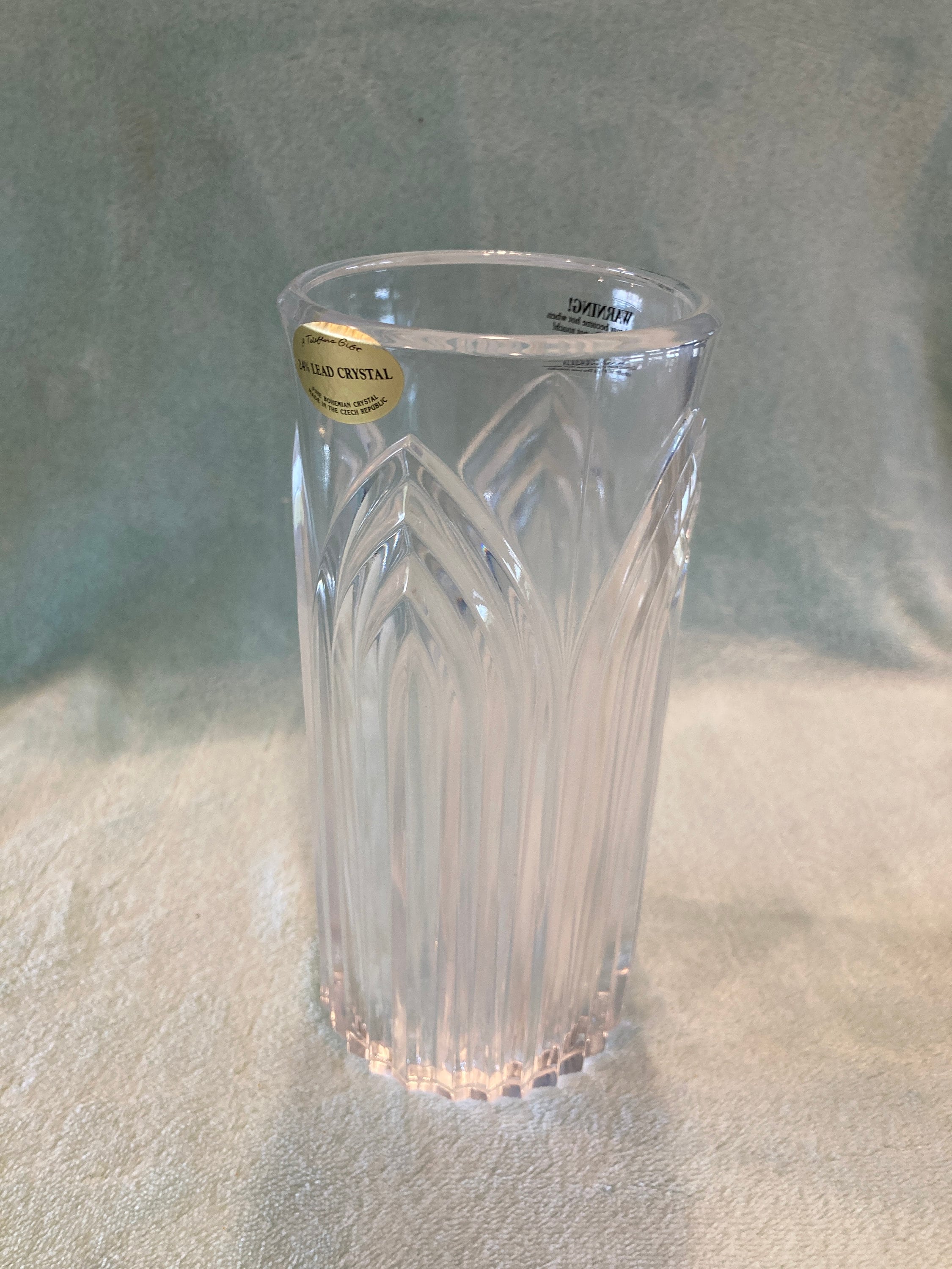 Czech 24% Lead Crystal Hurricane Lamp Teleflora Gift Fine Bohemian ...