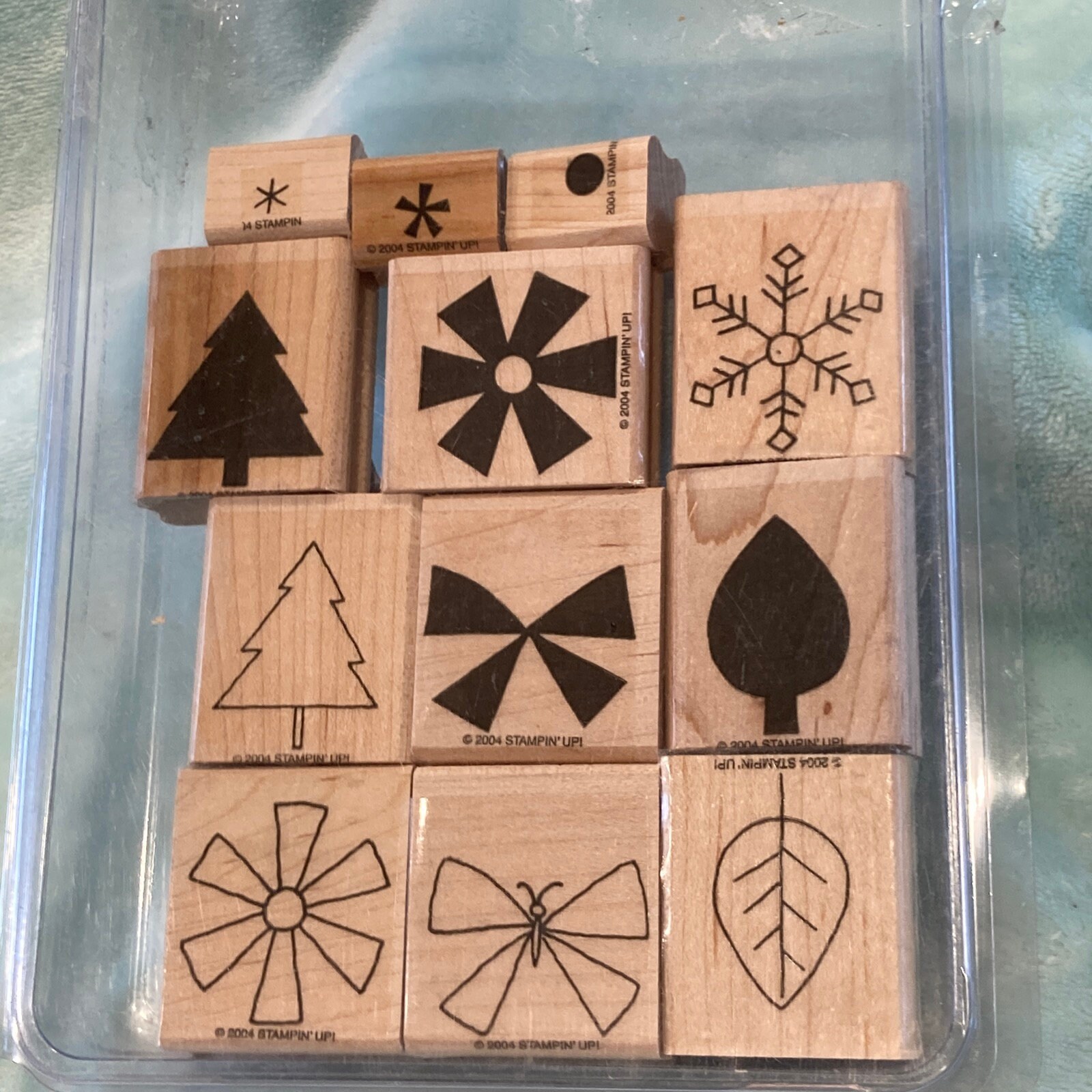 Stampin up Set of 21 Retired Stamps Trees Leaf Snowflake Flowers Bows ...
