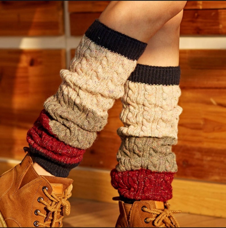 Women Autumn Winter Long Leg Warmers Knitted Boot Cuffs Socks - Etsy