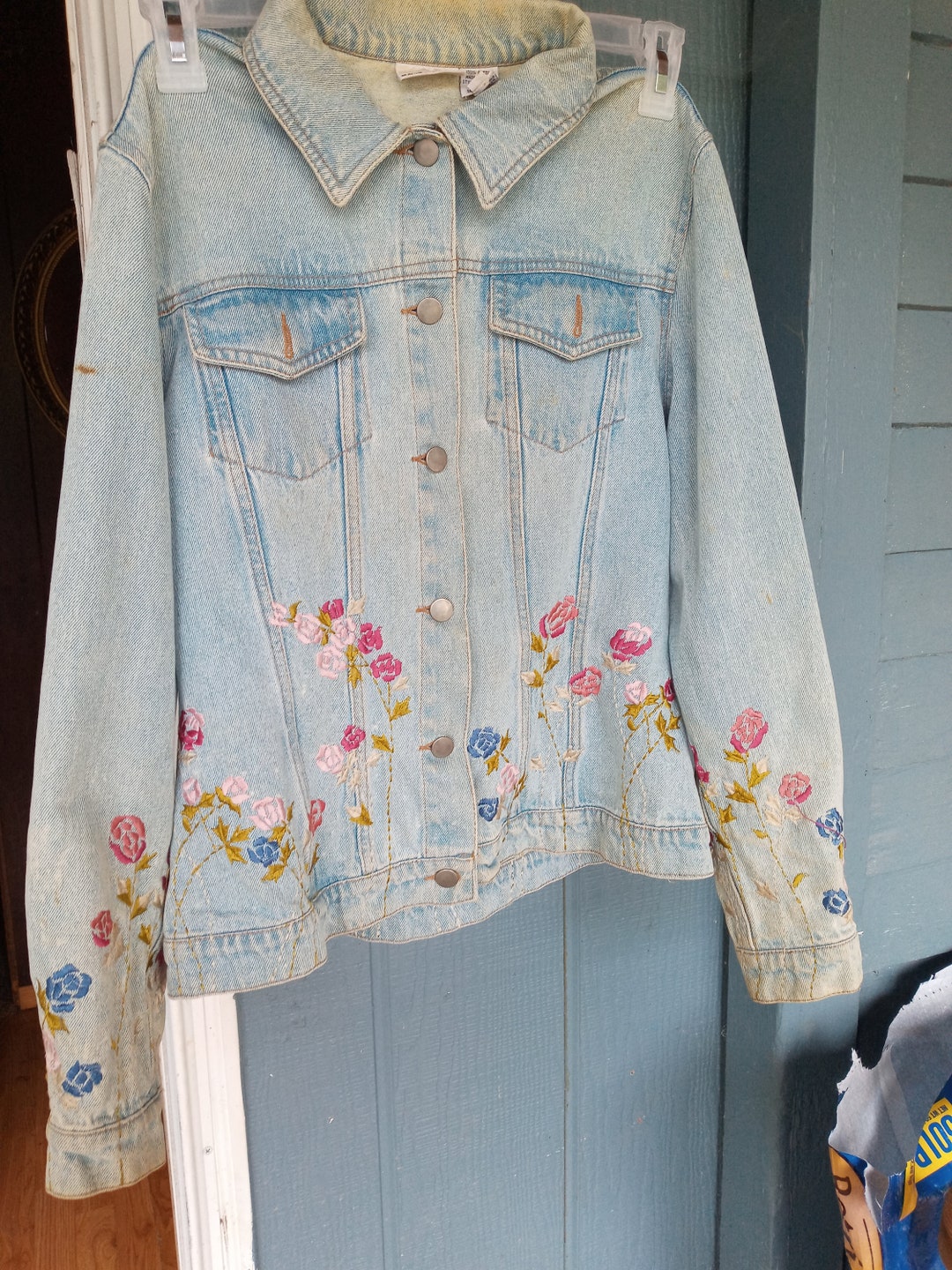 Vintage Embroidered Denim Jacket for Women Size 8-free Shipping - Etsy