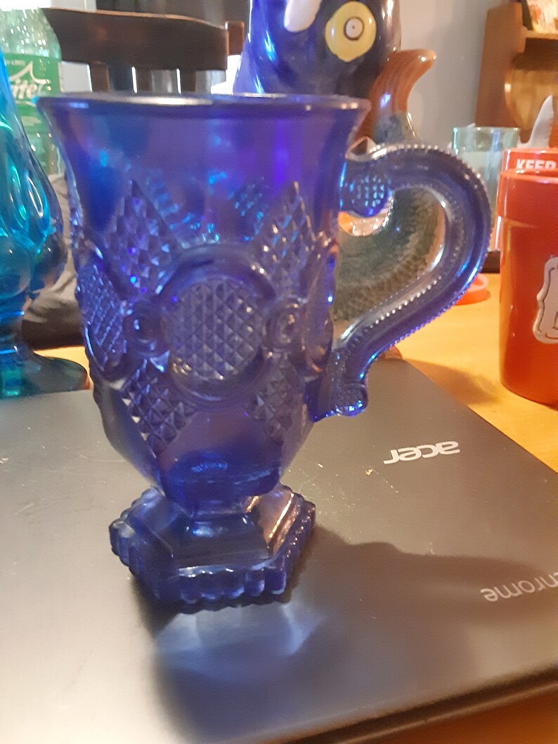 Vintage Cobalt Blue Glass Cup - Etsy