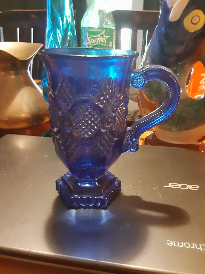 Vintage Cobalt Blue Glass Cup - Etsy
