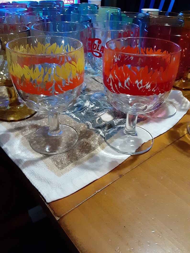Vintage Fire Flame Glass Goblets-choice of 1 of 2 - Etsy