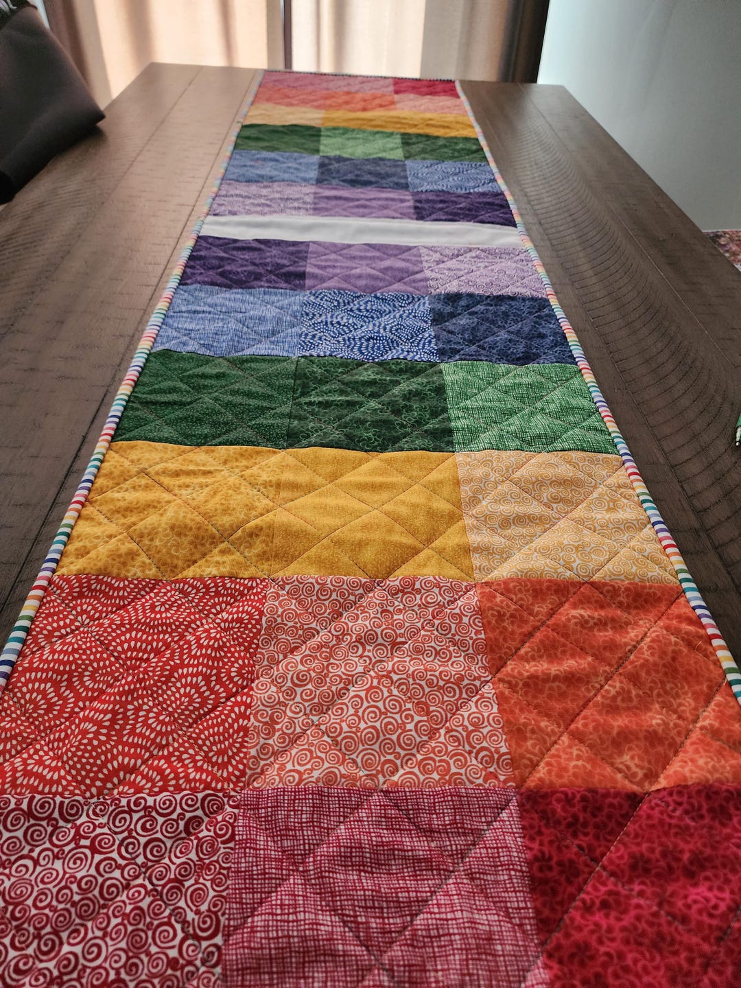 Beautiful Quilted Rainbow Color Tablerunner 14x56 - Etsy