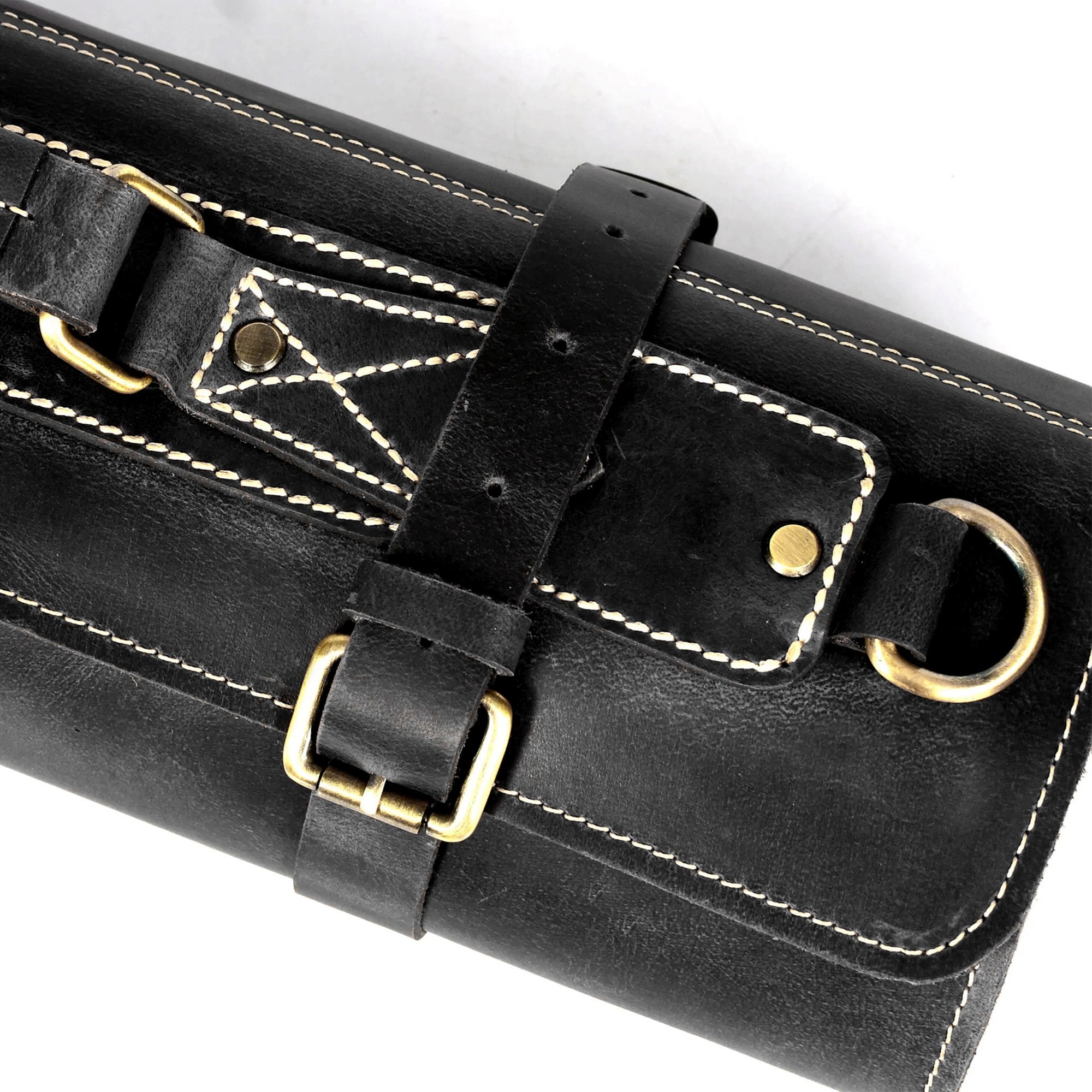 Black Leather Knife Roll, Chef Premium Quality Leather Knife Roll, Chef ...