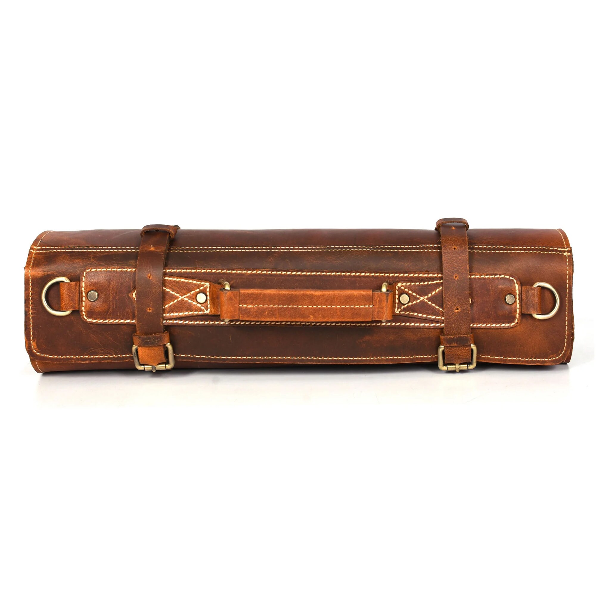 Leather Knife Roll for Chef Stress Brown, 10 Slot Customized Monogram ...