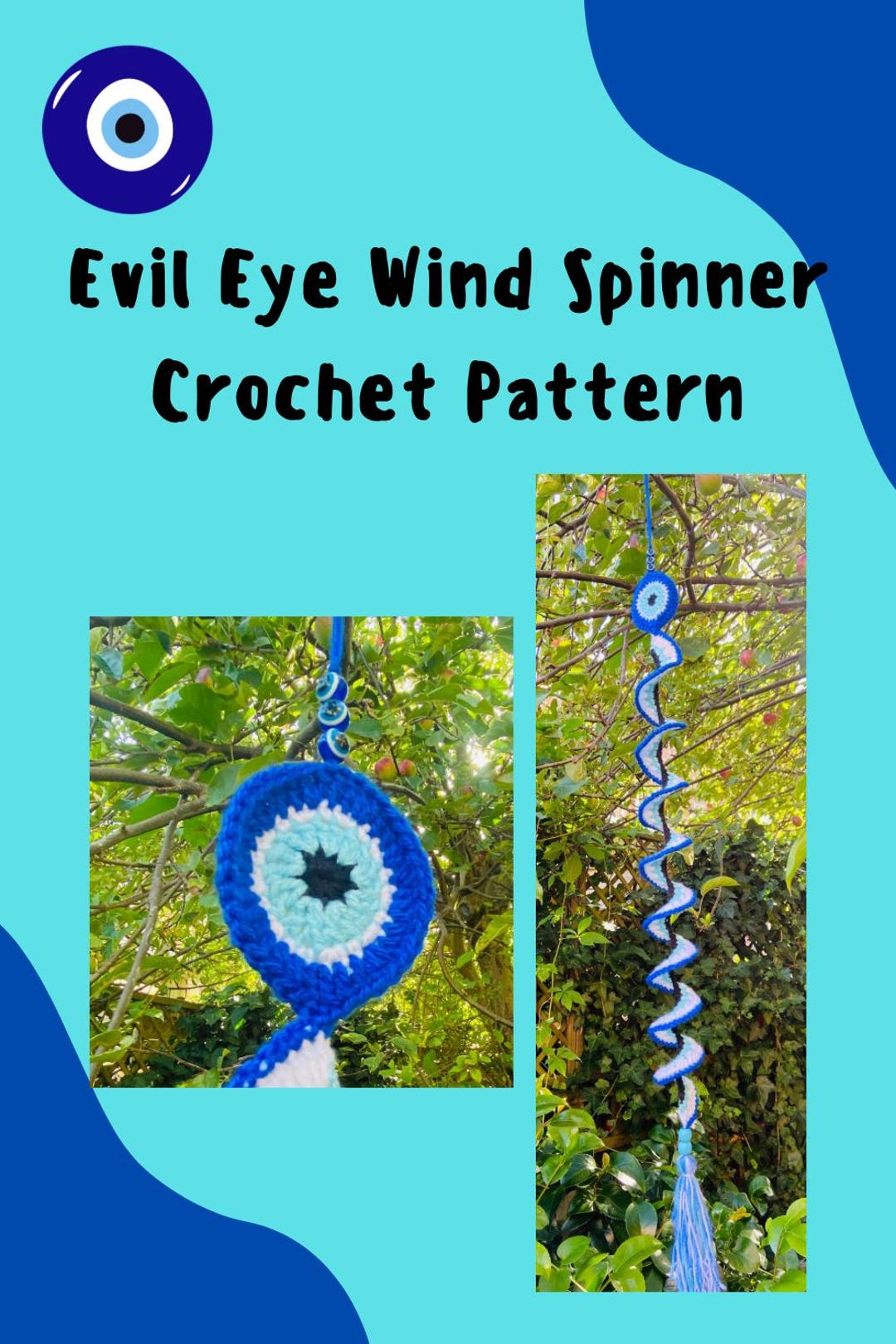 PDF Crochet Evil Eye Wind Spinner Pattern Digital Download Witchy Home ...