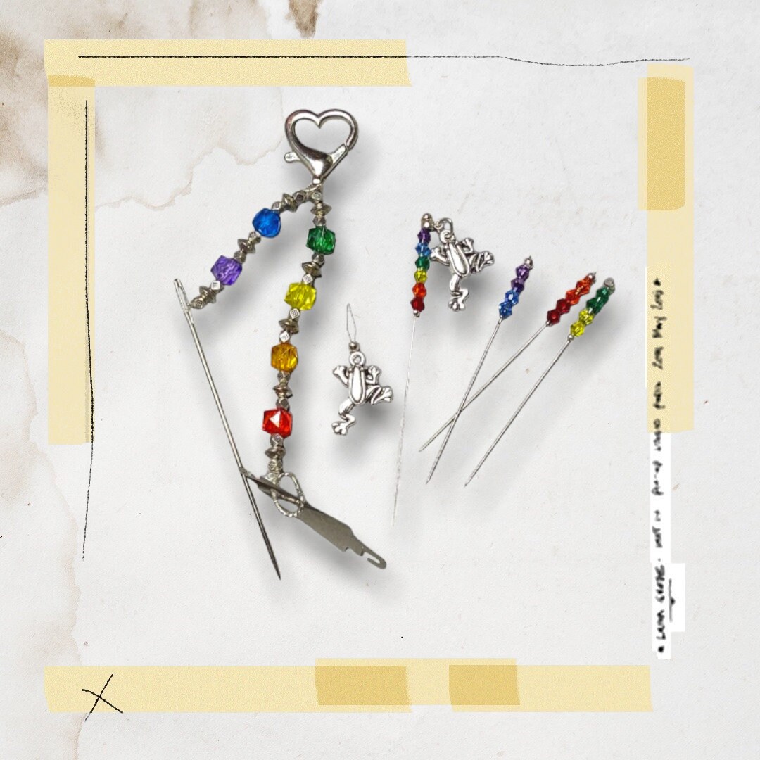 LGBT Rainbow & Frog Tail Tucker, Counting Pins, Needle Threader/minder ...