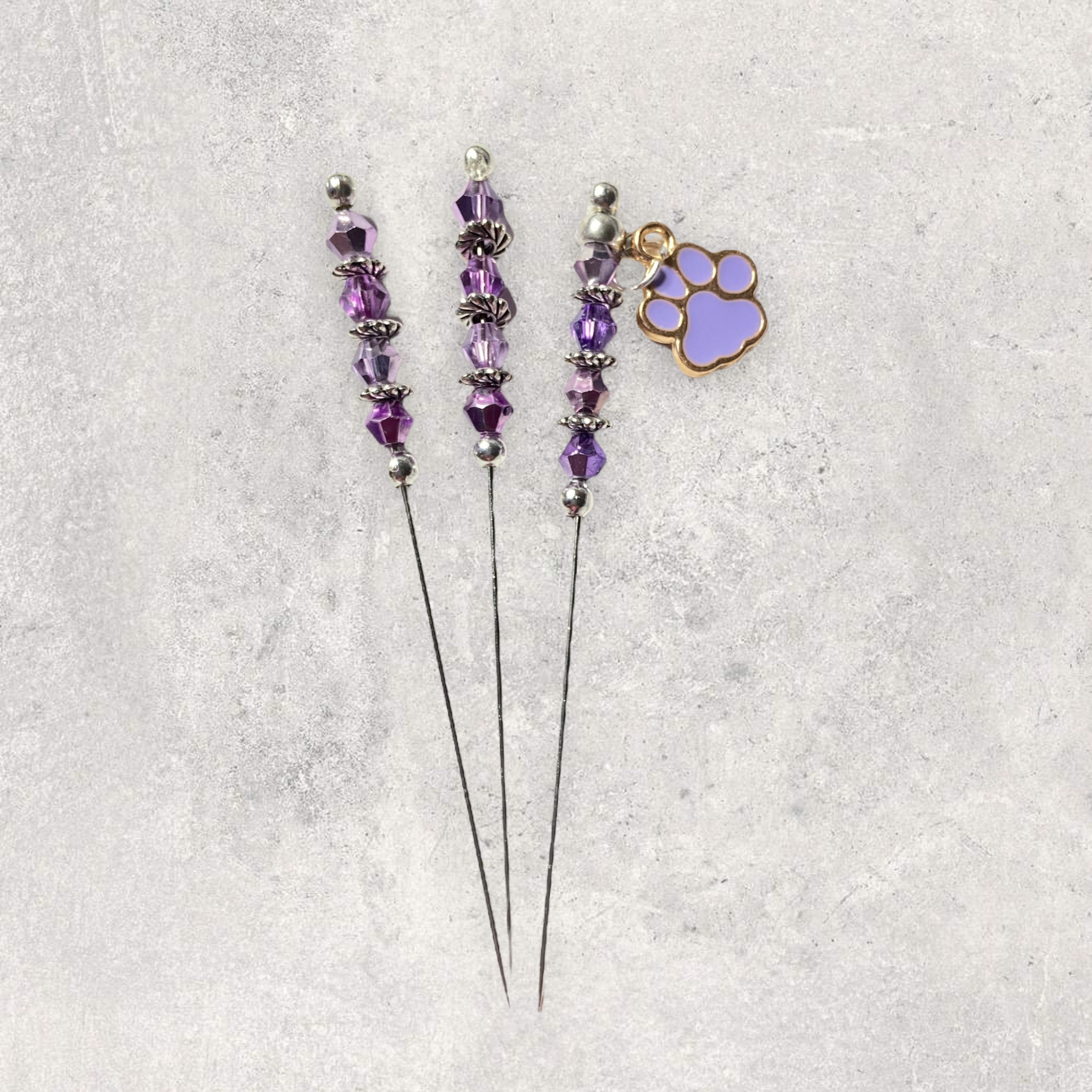 Set of Crystal, Silver & Paw Print Charm Pins or Tail Tuckers - Etsy