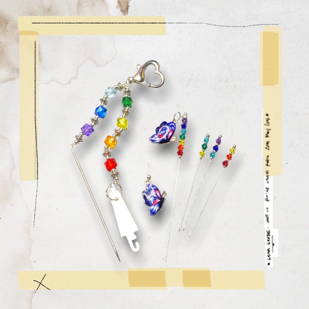 Rainbow Butterfly Tail Tucker, Counting Pins, Needle Threader/minder or ...