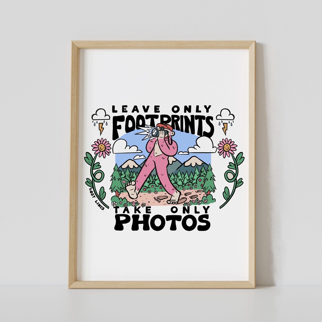 Leave Only Footprints Art Print Illustrated Print - Etsy