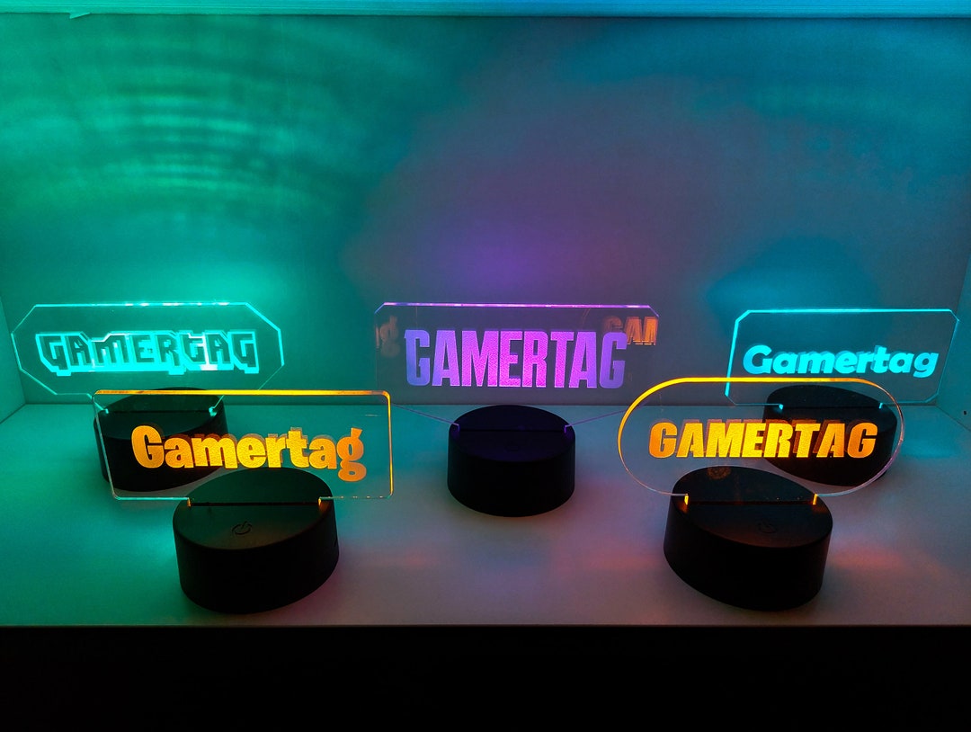 Personalised Gamertag Sign Custom Gaming Gift LED Back Light Present ...
