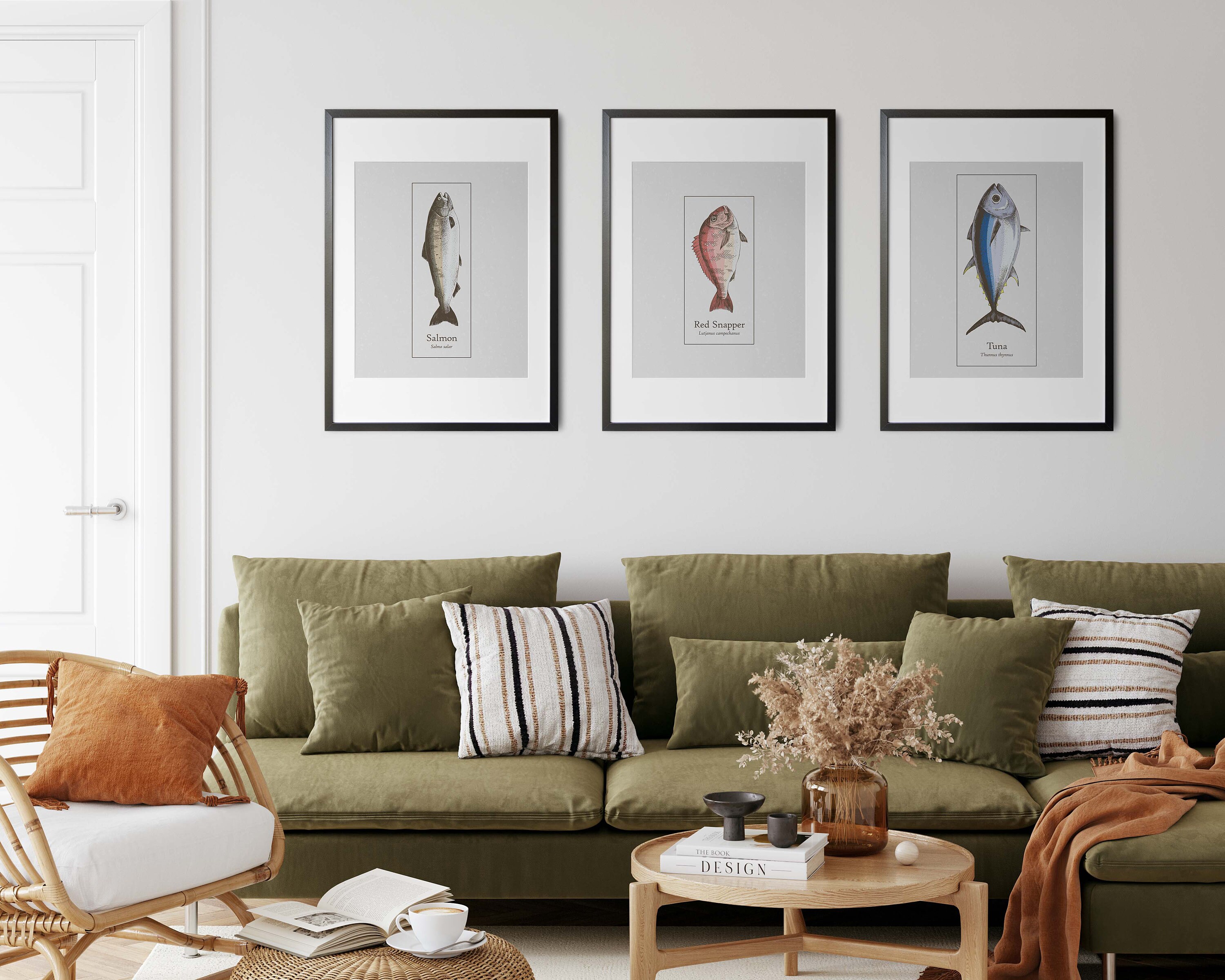 Salmon Fishing Gone Fishing Art Kitchen Wall Art Seafood Decor Salmon ...