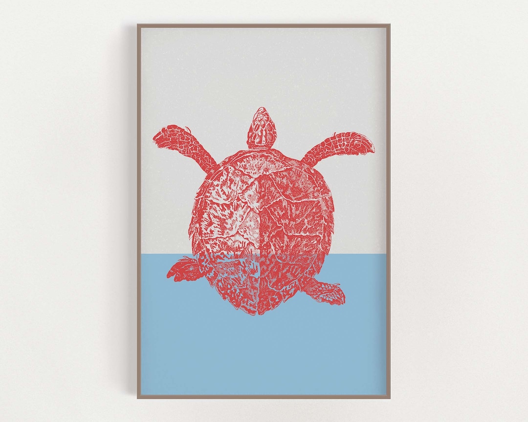 Sea Turtle Print - Coastal Pop Art - Modern Coastal Art - Red Turtle ...