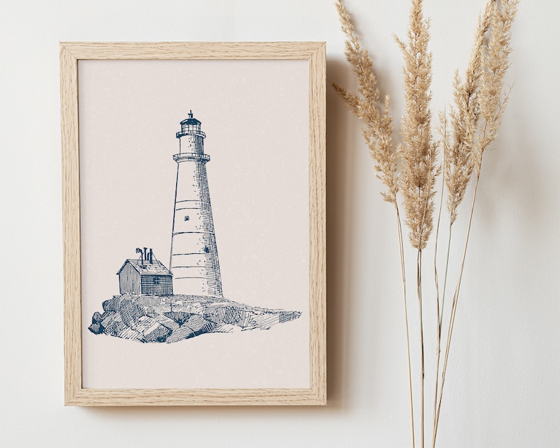 Vintage Lighthouse Print - Nautical Home Decor - Nautical Wall Art ...