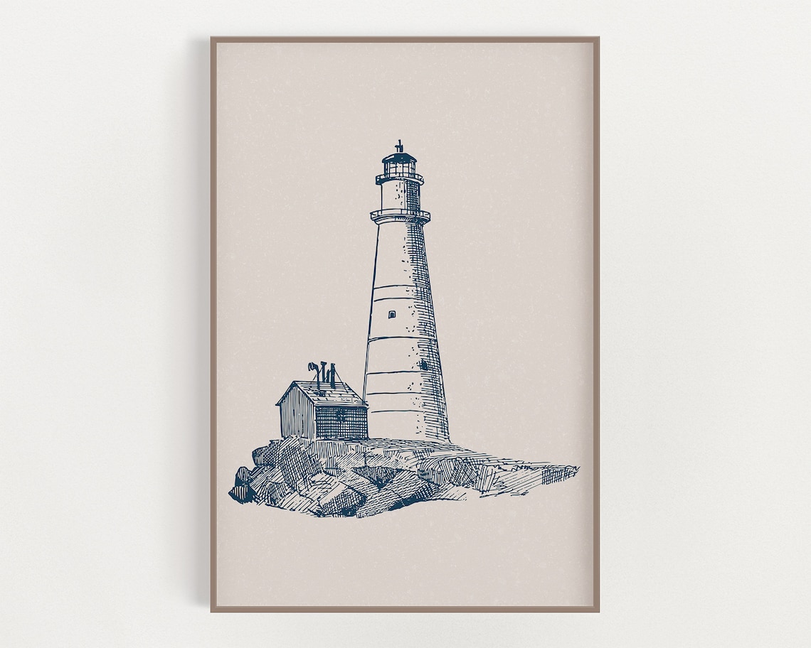 Vintage Lighthouse Print - Nautical Home Decor - Nautical Wall Art ...