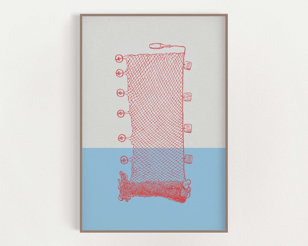 Fishing Net Print - Coastal Wall Art - Fishing Art - Nautical Home ...