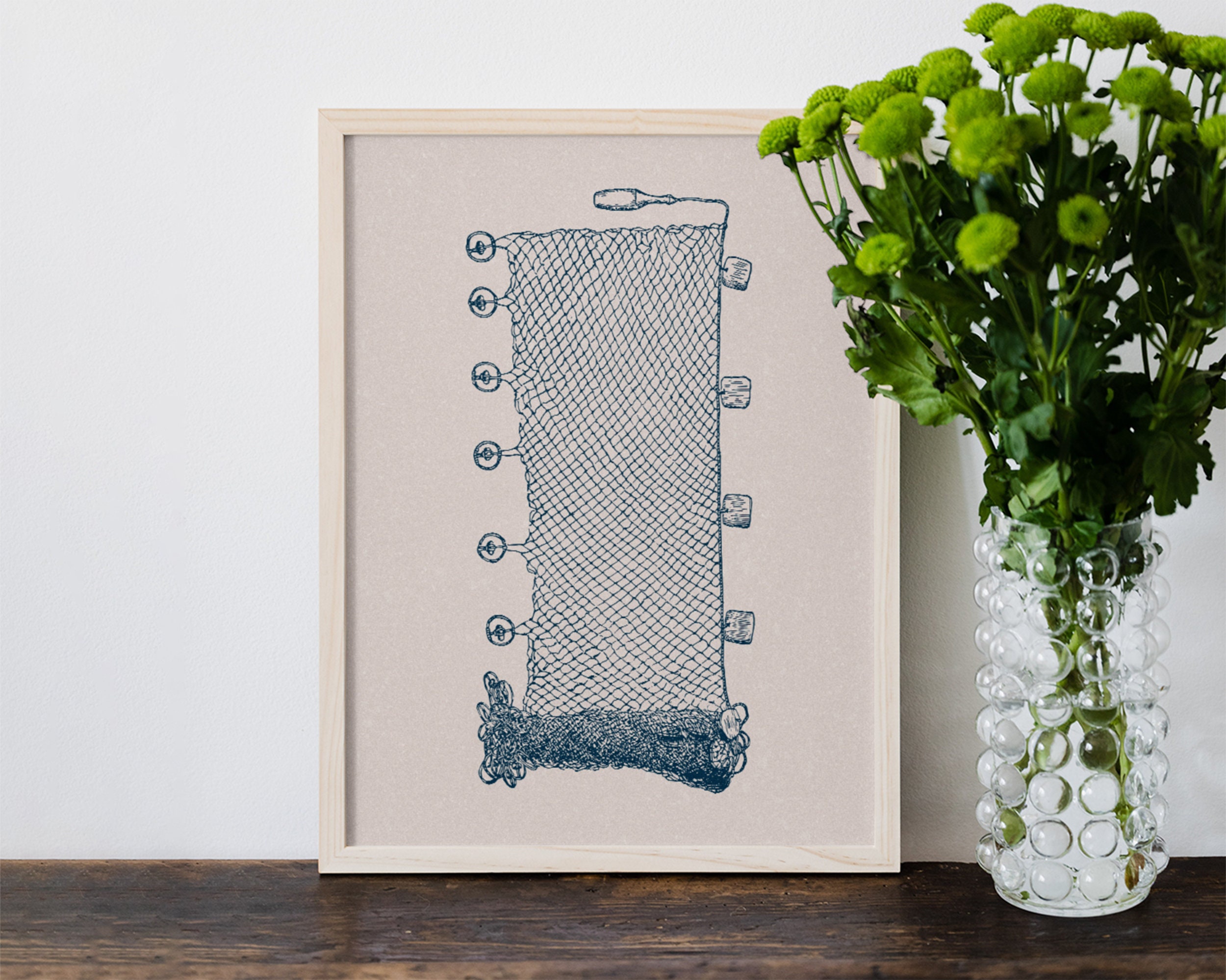 Vintage Fishing Net Print Nautical Wall Art Fishing Wall - Etsy