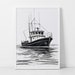 Fishing Boat Sketch - Troller Yacht Print - Trawler Boat Print ...