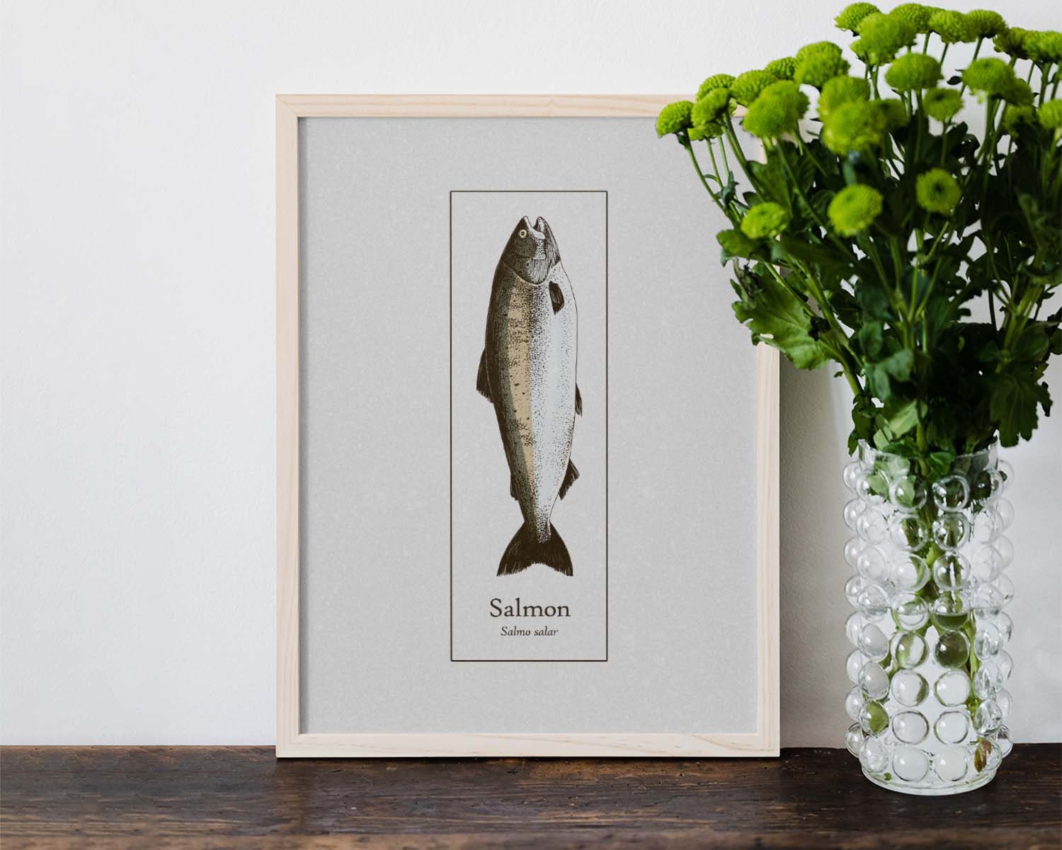 Salmon Fishing Gone Fishing Art Kitchen Wall Art Seafood Decor Salmon ...