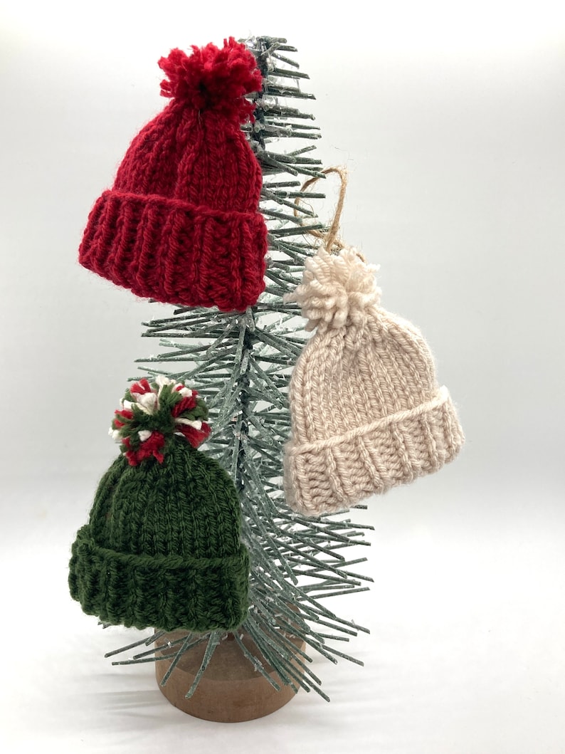 Ornament / Hand Knitted/ Mini Stocking Cap / Mini Beanie / Choice of ...
