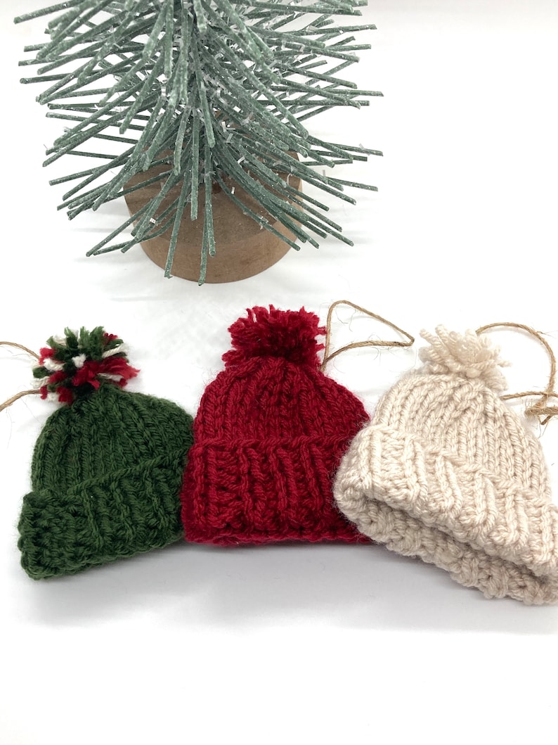 Ornament / Hand Knitted/ Mini Stocking Cap / Mini Beanie / Choice of ...