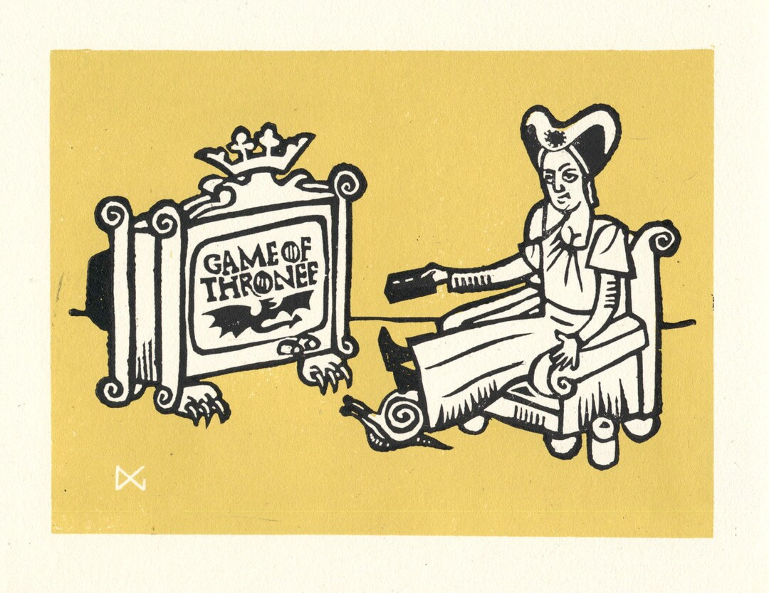 Medieval TV | Linocut Print | Medieval Art | Hand Printed - Etsy