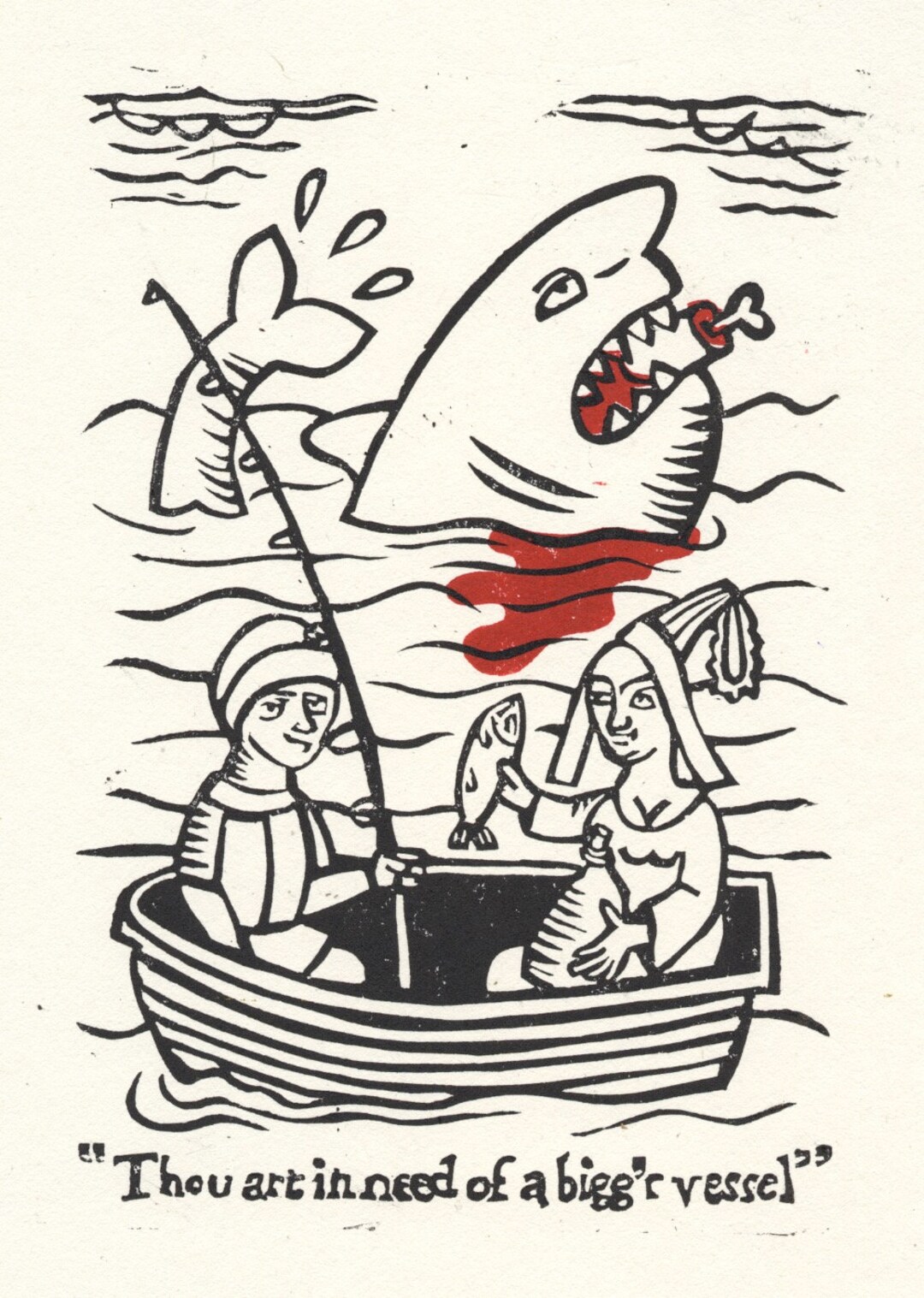 Medieval Jaws | Linocut Print | Medieval Art | Hand Printed - Etsy