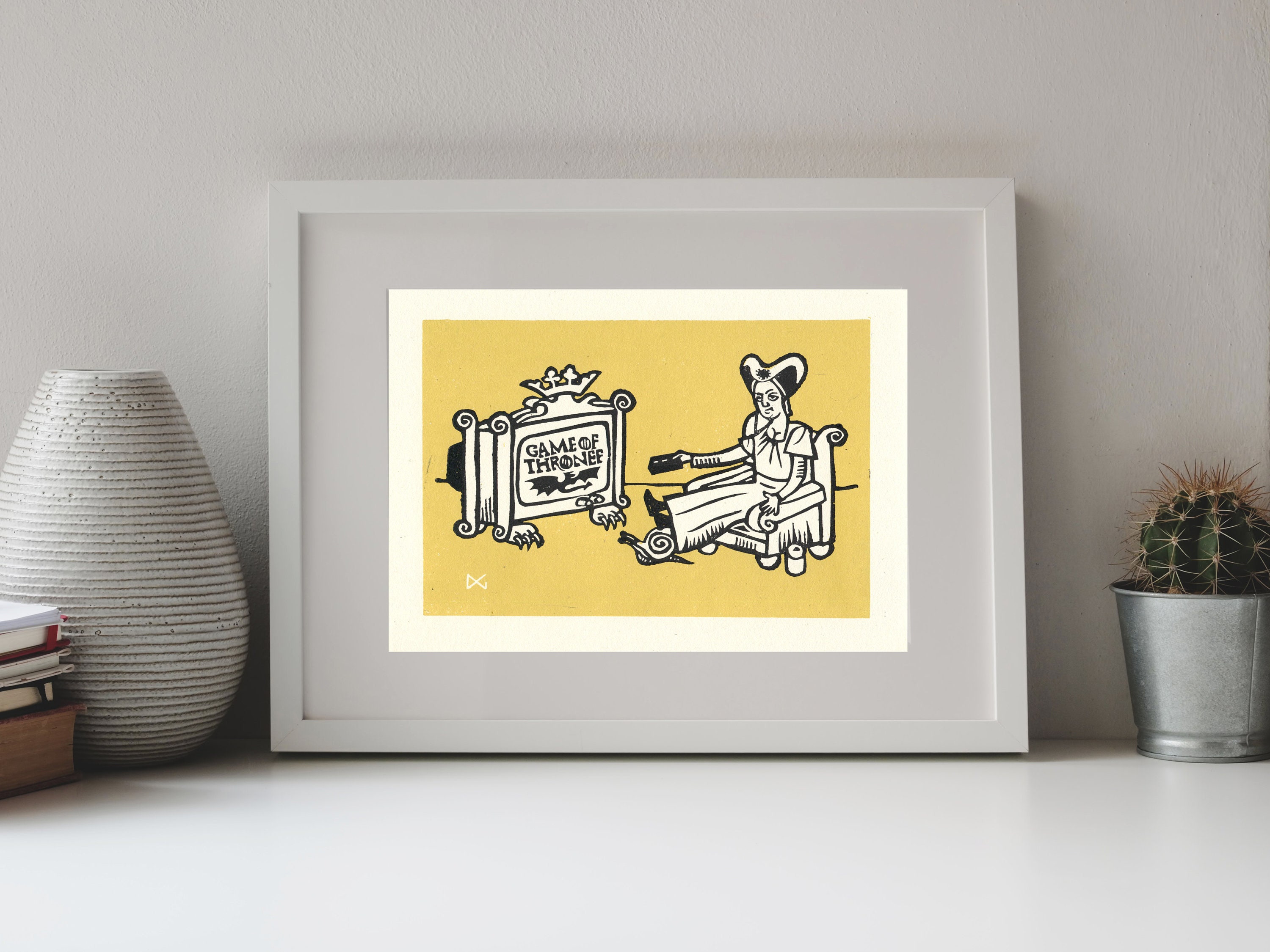 Medieval TV | Linocut Print | Medieval Art | Hand Printed - Etsy