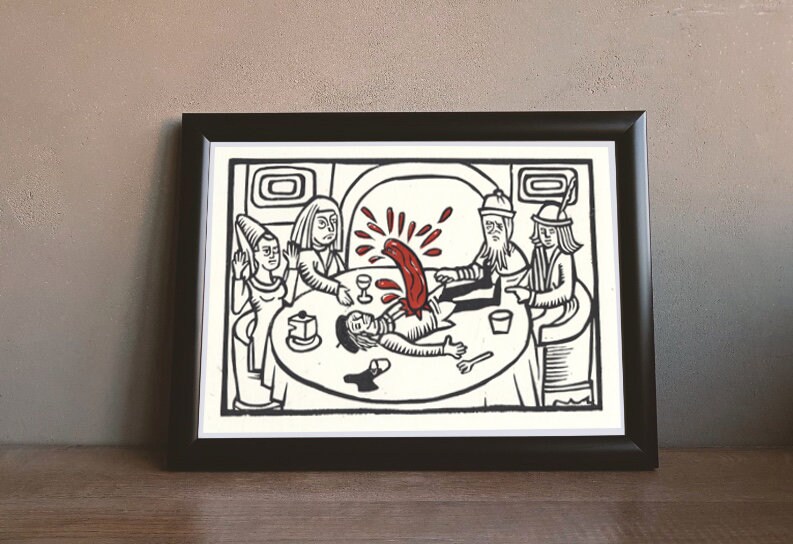 Medieval Alien | Linocut Print | Medieval Art | Hand Printed - Etsy