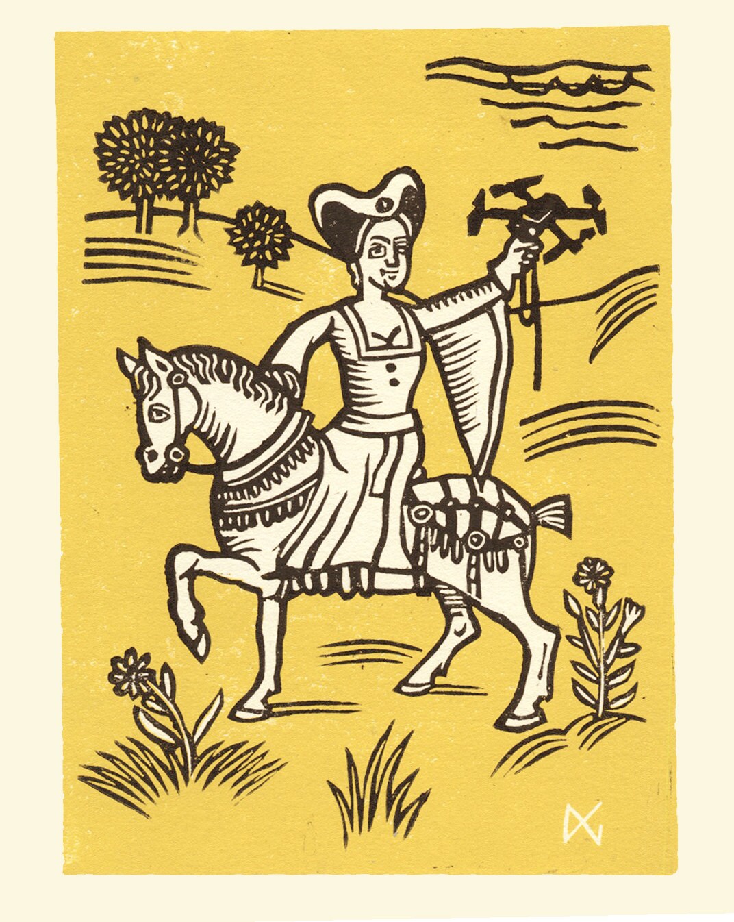 Medieval Falconry | Linocut Print | Medieval Art | Hand Printed - Etsy