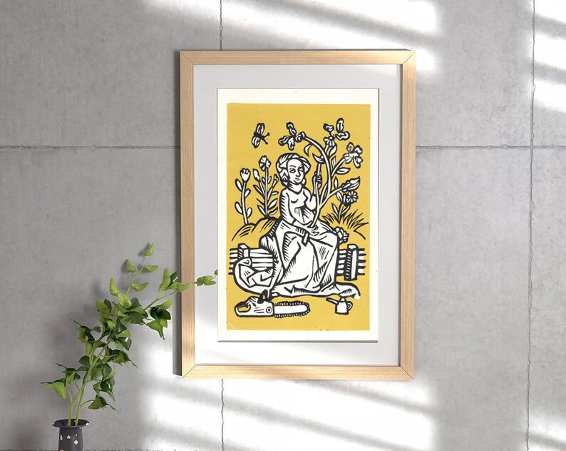 Medieval Gardening | Linocut Print | Medieval Art | Hand Printed - Etsy