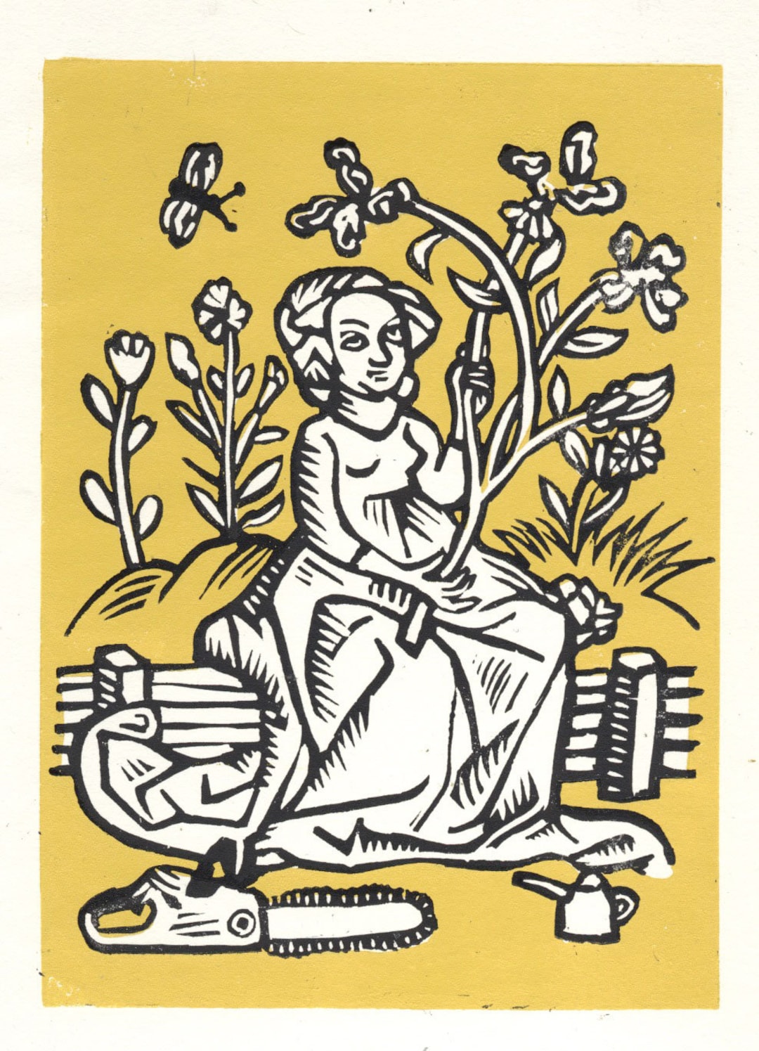 Medieval Gardening | Linocut Print | Medieval Art | Hand Printed - Etsy