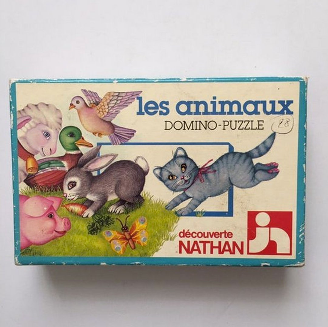 Animals, French Vintage Educational Game, Domino Puzzle. Discover ...