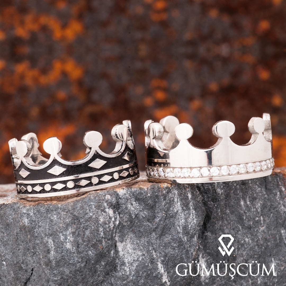 King and Queen Wedding Rings, His and Hers Silver Wedding Rings ...