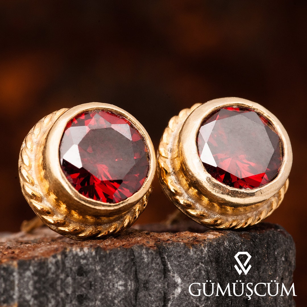 Ruby Earrings, Ruby Silver Earrings, Gemstone Ruby Earrings. Gold ...