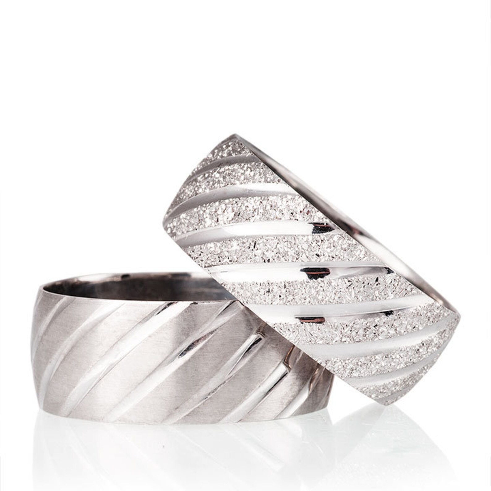 Couple Silver Wedding Bands 925 Sterling Wedding Rings His - Etsy