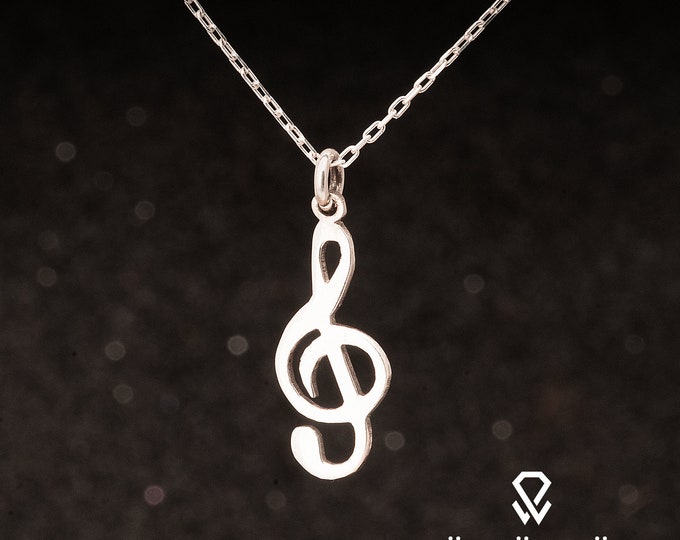 Musical Note Necklace, Couple Necklace, Left Key Musical Note Necklace ...