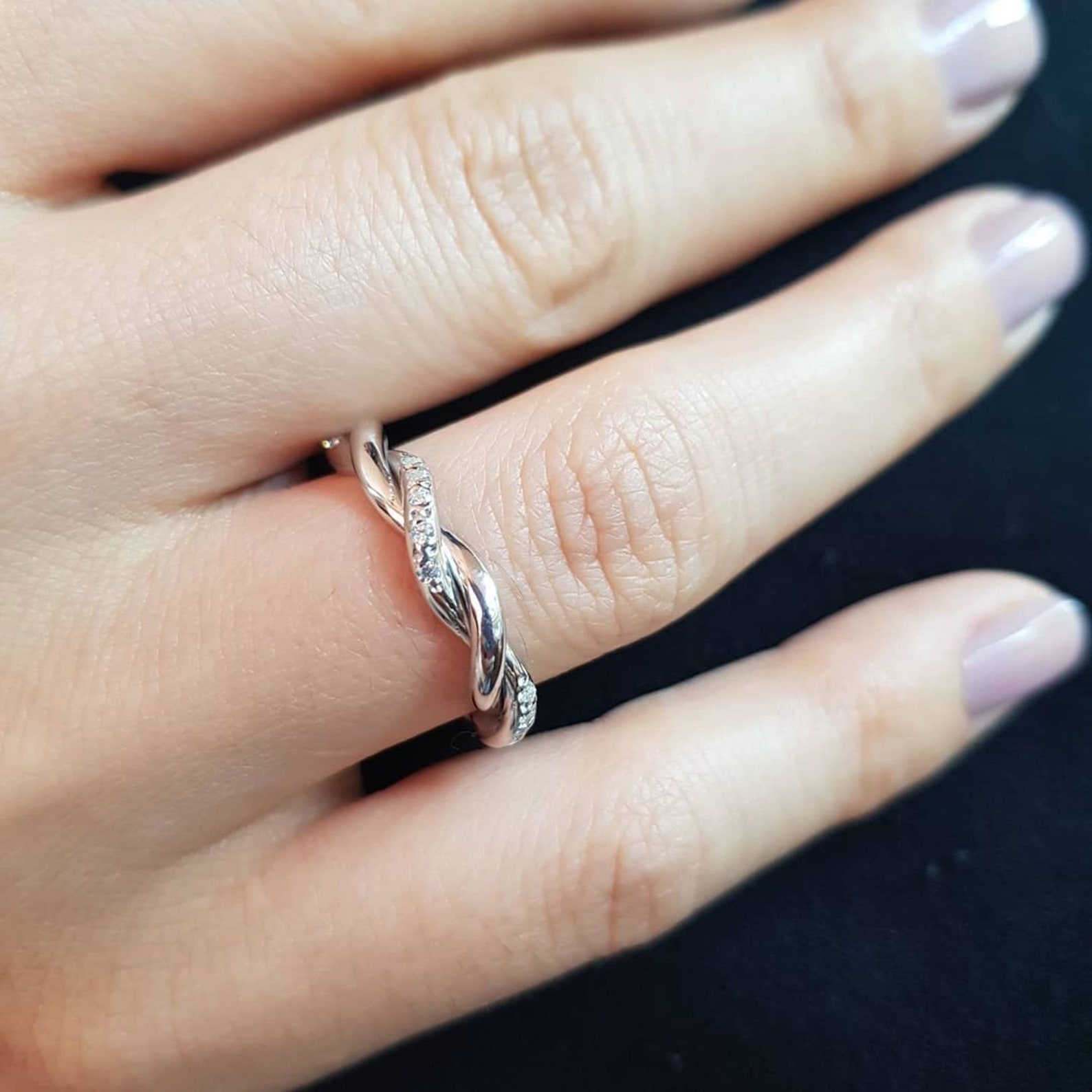 Twisted Rope Silver Wedding Rings Set His and Hers Couples Rings ...